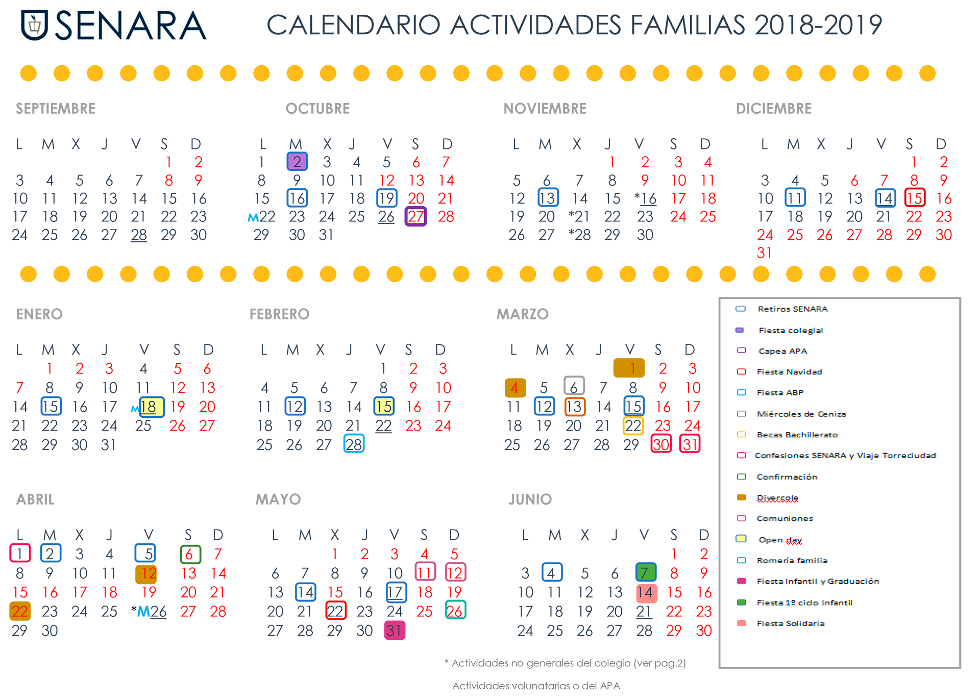 Calendario familiar 18 19 1 Senara Calendario familiar 18 19 1 Senara